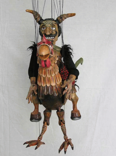 Devil_on_rooster , marionette puppet